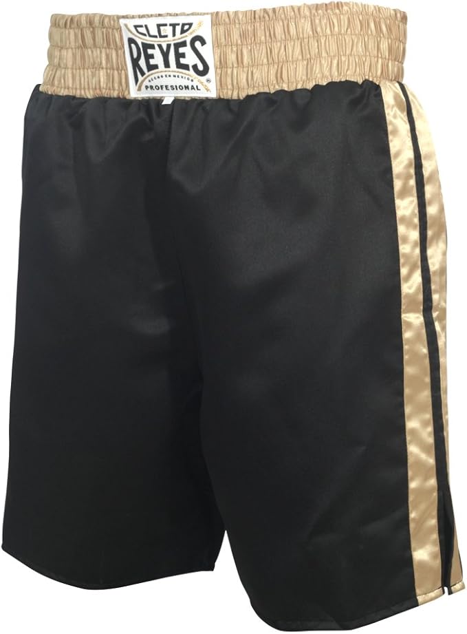 CLETO REYES Short de Boxeo Satinado Ringside., Negro/Dorado TALLA GRAN ...